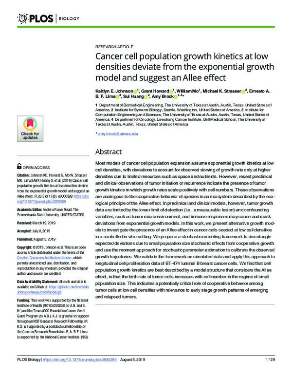(PDF) Cancer cell population growth kinetics at low densities deviate ...