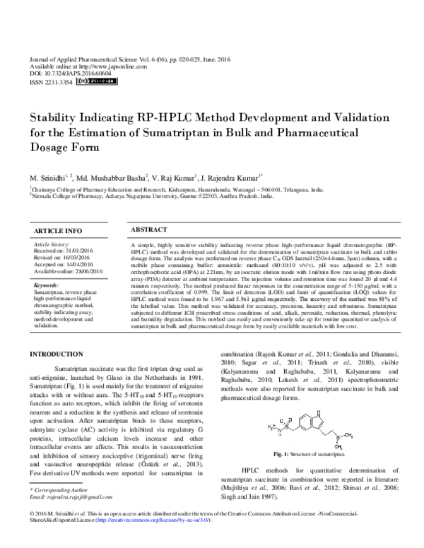 (PDF) Stability Indicating RP-HPLC Method Development and Validation for the Estimation of ...