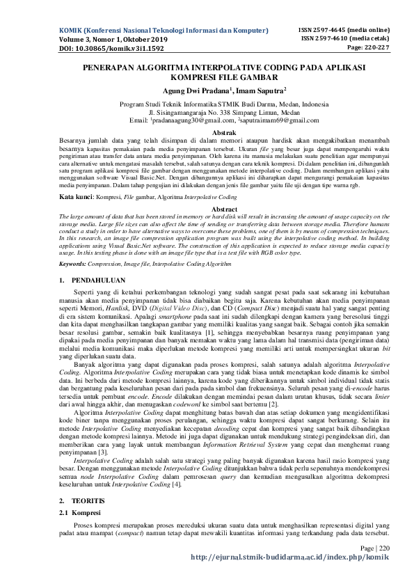 Pdf Penerapan Algoritma Interpolative Coding Pada Aplikasi Kompresi