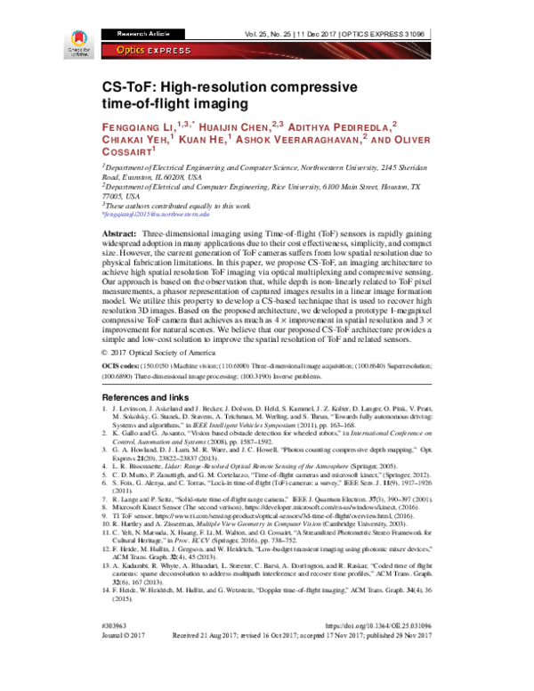 (PDF) CS-ToF: High-resolution compressive time-of-flight imaging