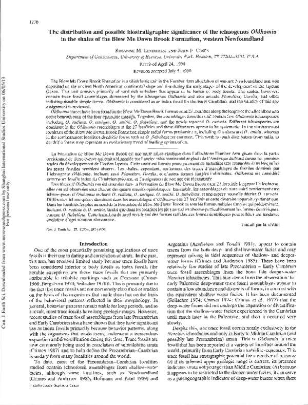 (PDF) The distribution and possible biostratigraphic significance of ...