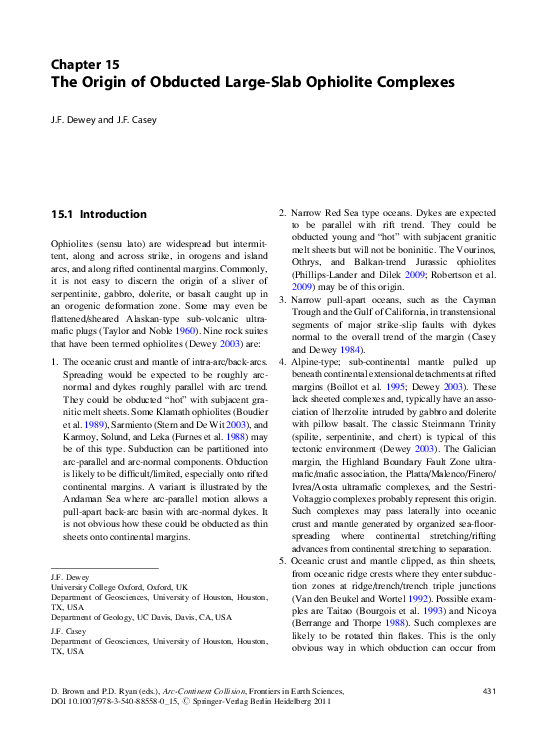 (PDF) The Origin of Obducted Large-Slab Ophiolite Complexes