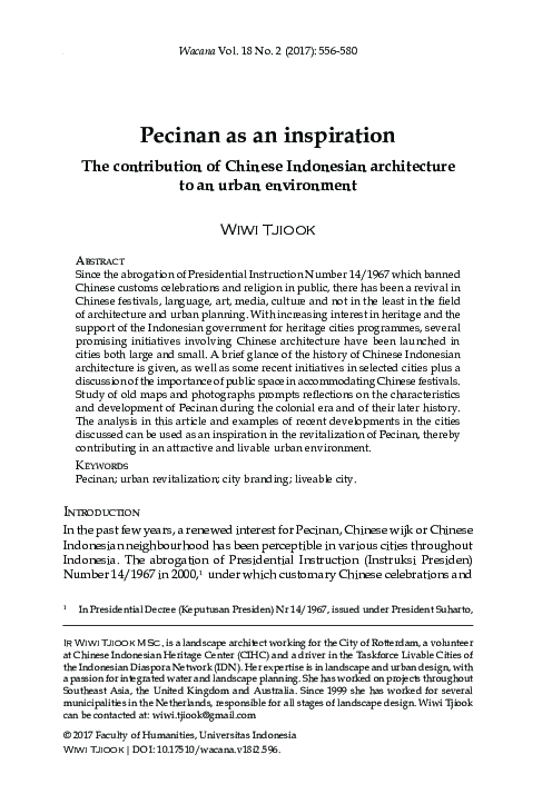 (PDF) Pecinan as an inspiration The contribution of Chinese Indonesian ...