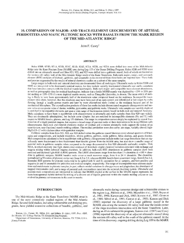 (PDF) Comparison of major- and trace-element geochemistry of abyssal ...