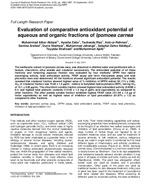 (PDF) Evaluation of comparative antioxidant potential of four cultivars ...