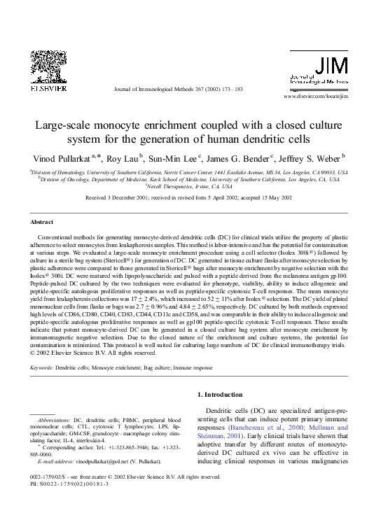 (PDF) Large-scale monocyte enrichment coupled with a closed culture ...