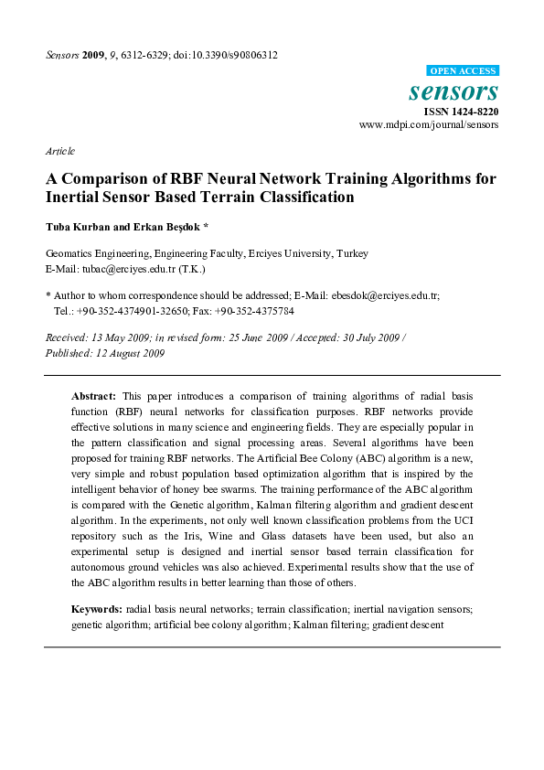 (PDF) A Comparison of RBF Neural Network Training Algorithms for Inertial Sensor Based Terrain ...