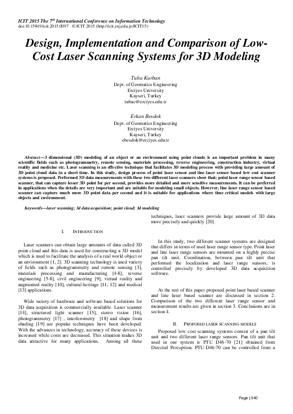 (PDF) Design, Implementation and Comparison of Low-Cost Laser Scanning ...