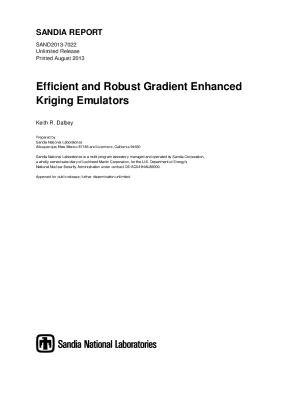 (PDF) Efficient and robust gradient enhanced Kriging emulators