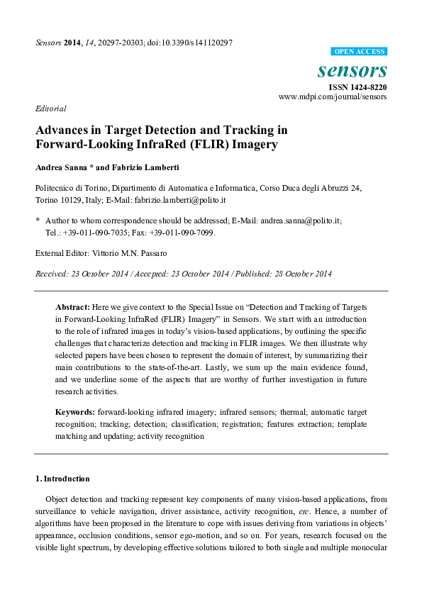 (PDF) Advances in Target Detection and Tracking in Forward-Looking InfraRed (FLIR) Imagery