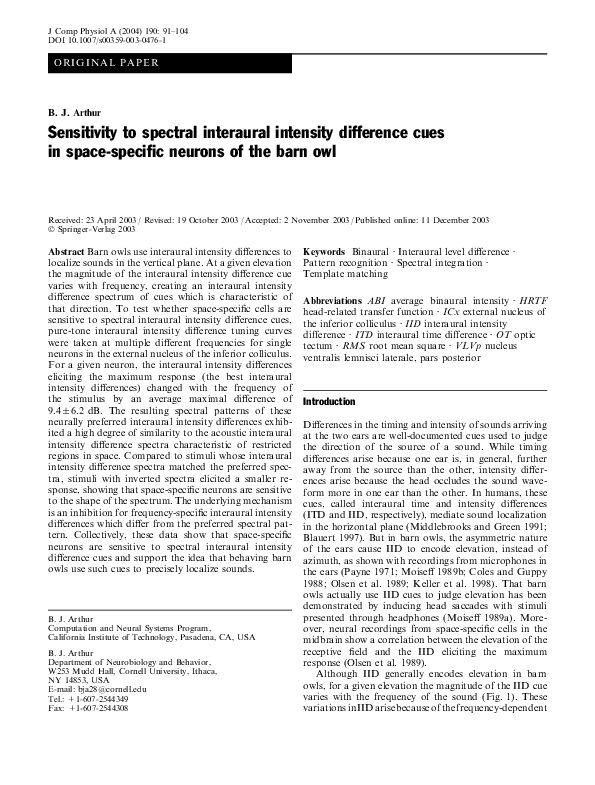 (PDF) Sensitivity to spectral interaural intensity difference cues in ...