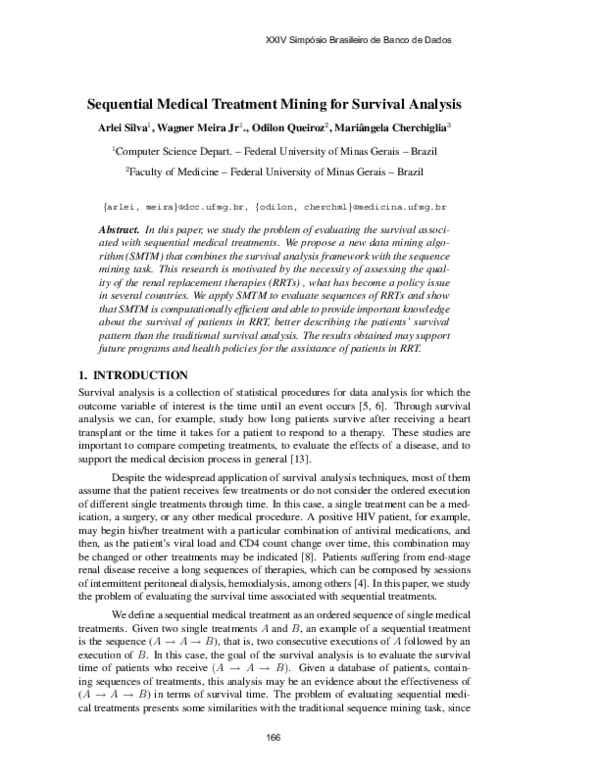(PDF) Sequential Medical Treatment Mining for Survival Analysis