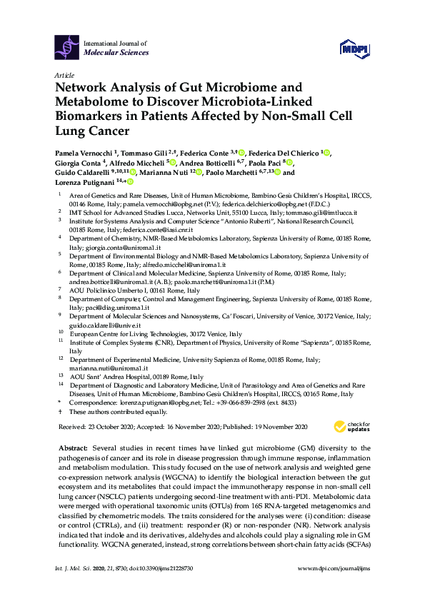 (PDF) Network Analysis of Gut Microbiome and Metabolome to Discover ...