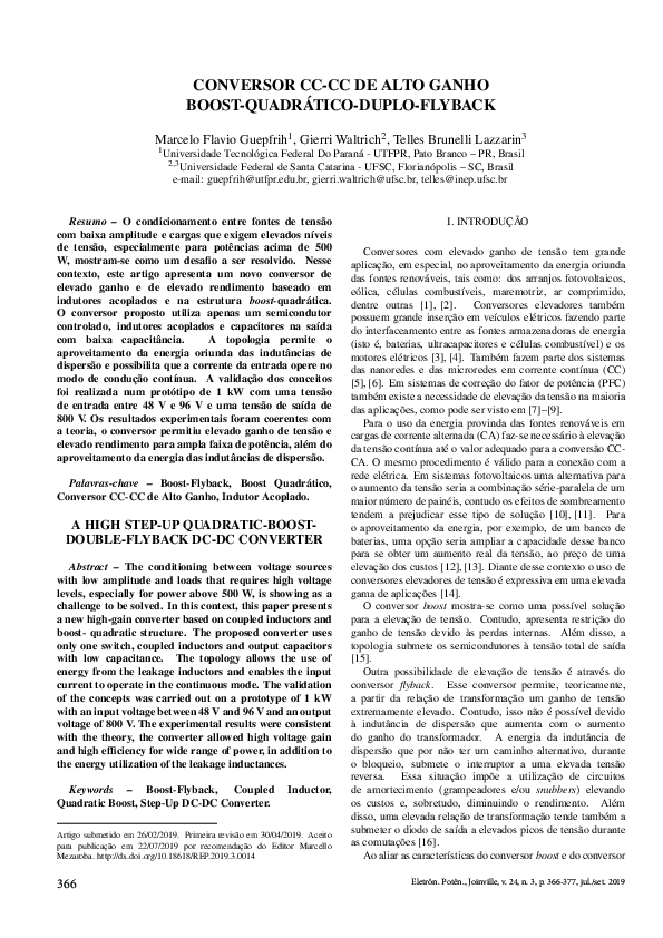 (PDF) A High Step-Up Quadratic-Boost-Double-Flyback DC-DC Converter