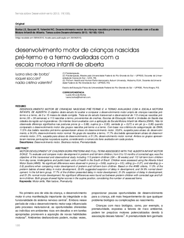 (PDF) BORBA, L. S. ; Saccani, Raquel ; VALENTINI, N. C ...