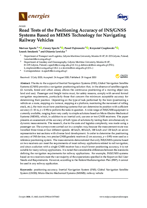 (PDF) Road Tests of the Positioning Accuracy of INS/GNSS Systems Based ...