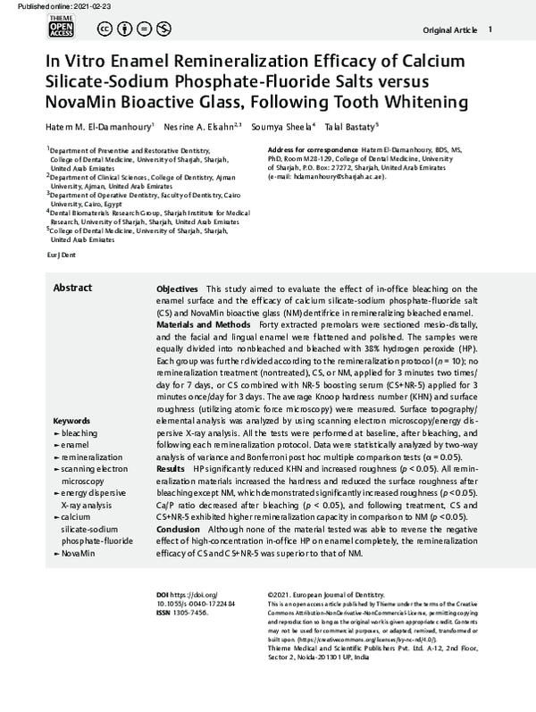 (PDF) In Vitro Enamel Remineralization Efficacy of Calcium Silicate ...