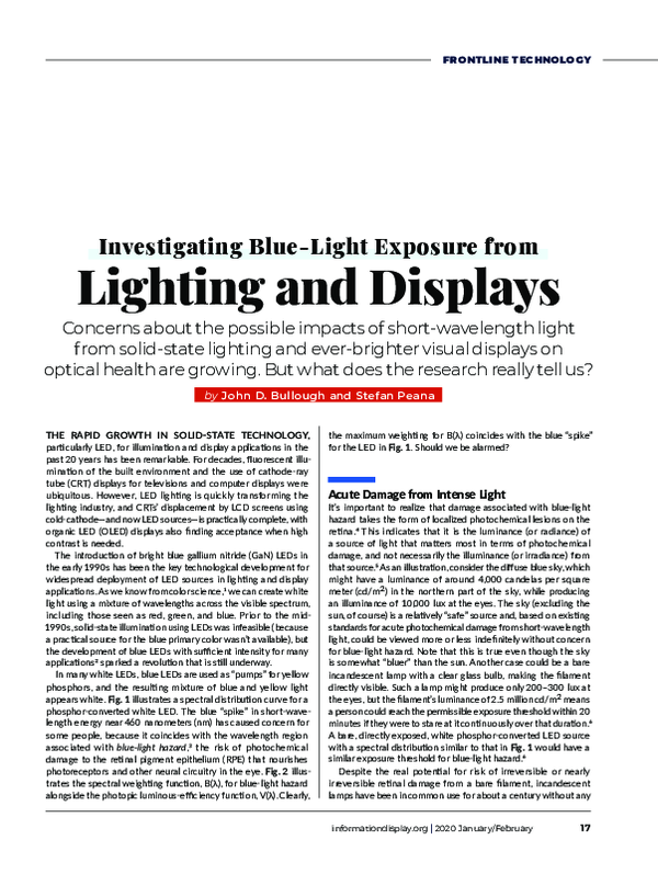 (PDF) Investigating Blue‐Light Exposure from: Lighting and Displays