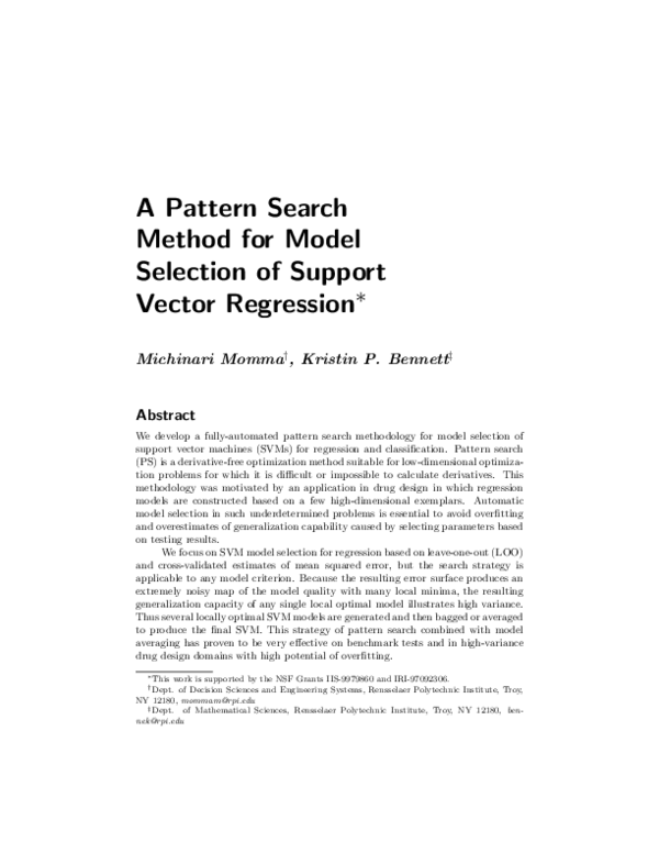 Pdf A Pattern Search Method For Model Selection Of Support Vector