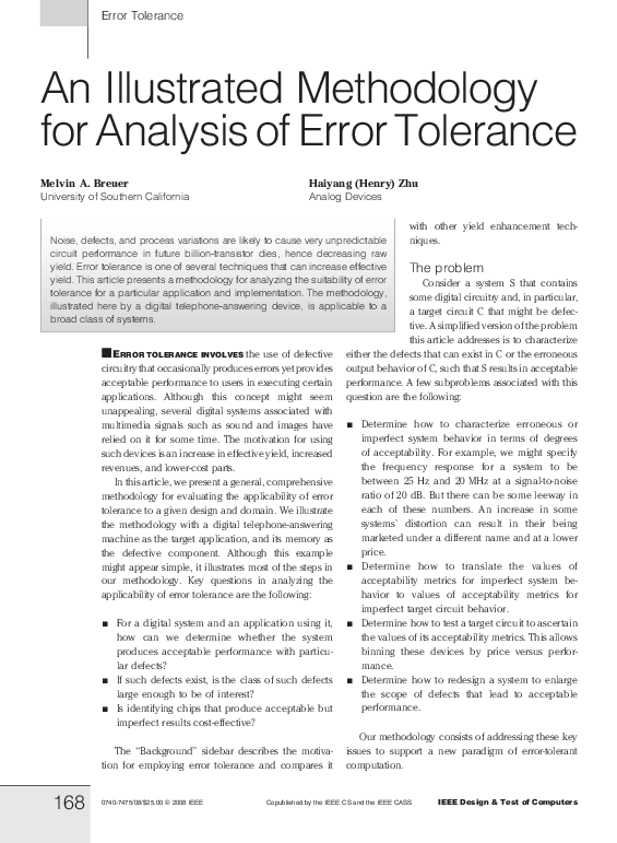 (PDF) An Illustrated Methodology for Analysis of Error Tolerance