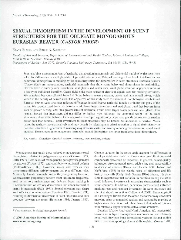 (PDF) Sexual Dimorphism in the Development of Scent Structures for the ...