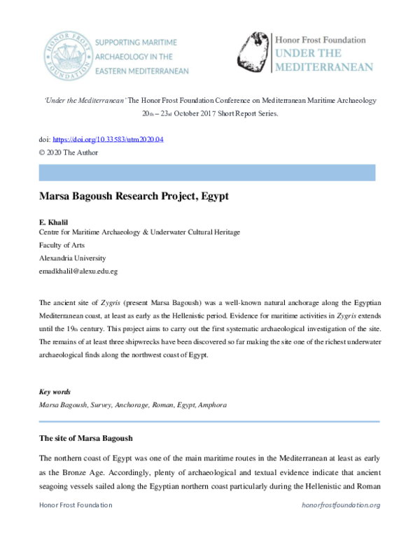 (PDF) Marsa Bagoush Research Project, Egypt