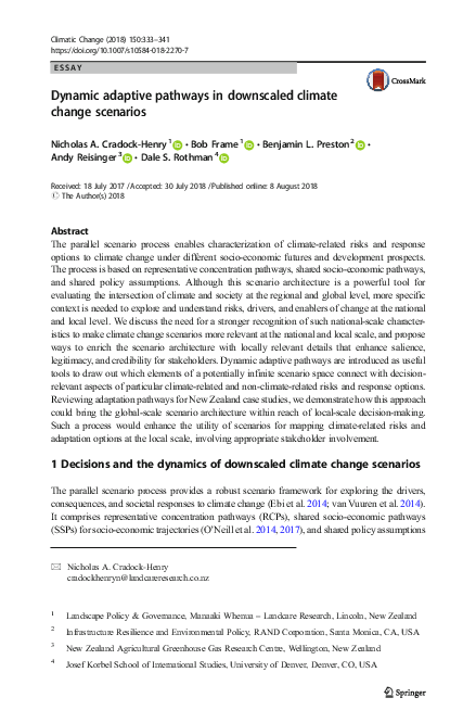 (PDF) Dynamic adaptive pathways in downscaled climate change scenarios