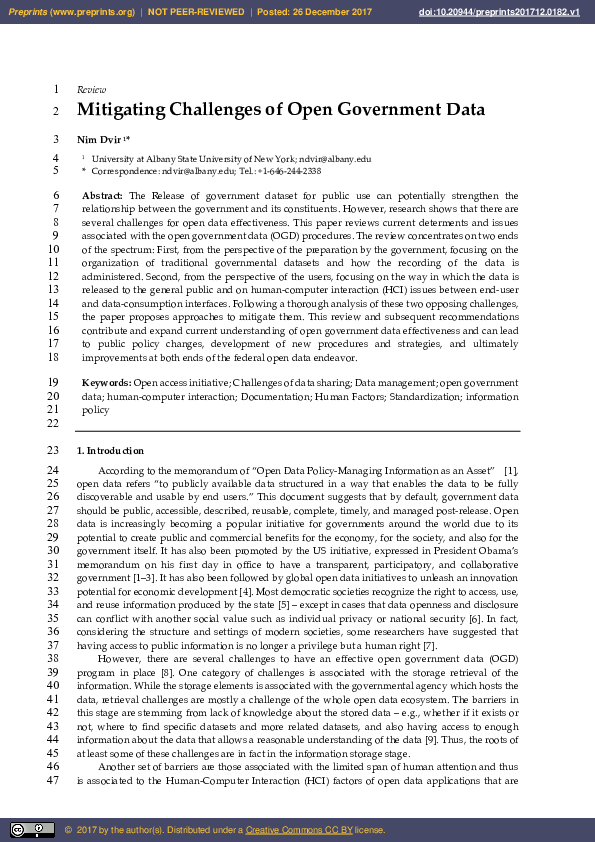 (PDF) Mitigating Challenges of Open Government Data