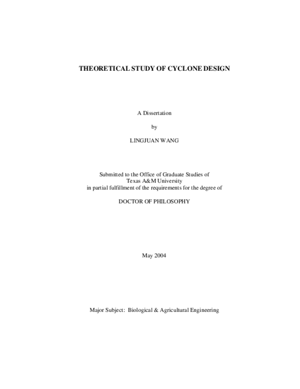 (PDF) Theoretical study of cyclone design