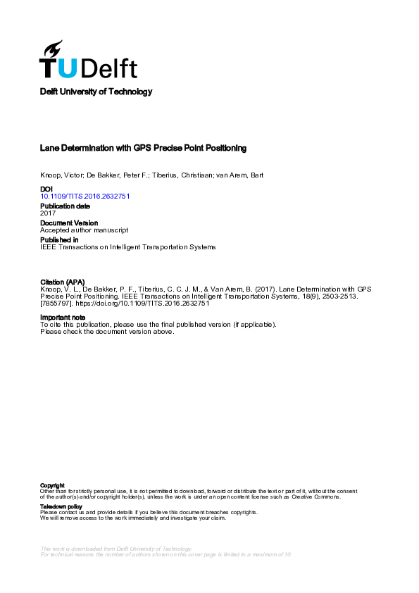 (PDF) Lane Determination With GPS Precise Point Positioning