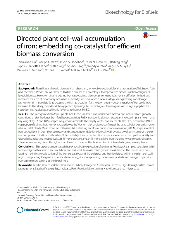 (PDF) Directed plant cell-wall accumulation of iron: embedding co ...