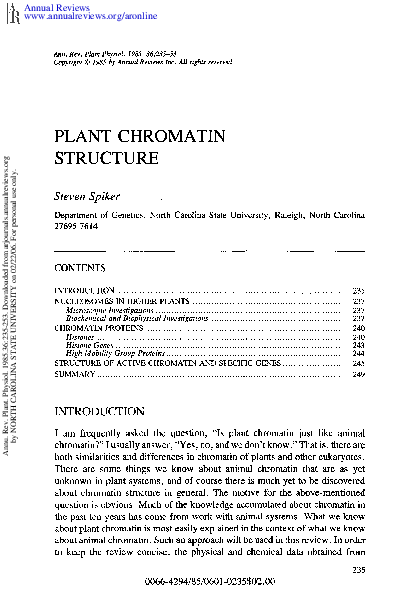 (PDF) Plant Chromatin Structure
