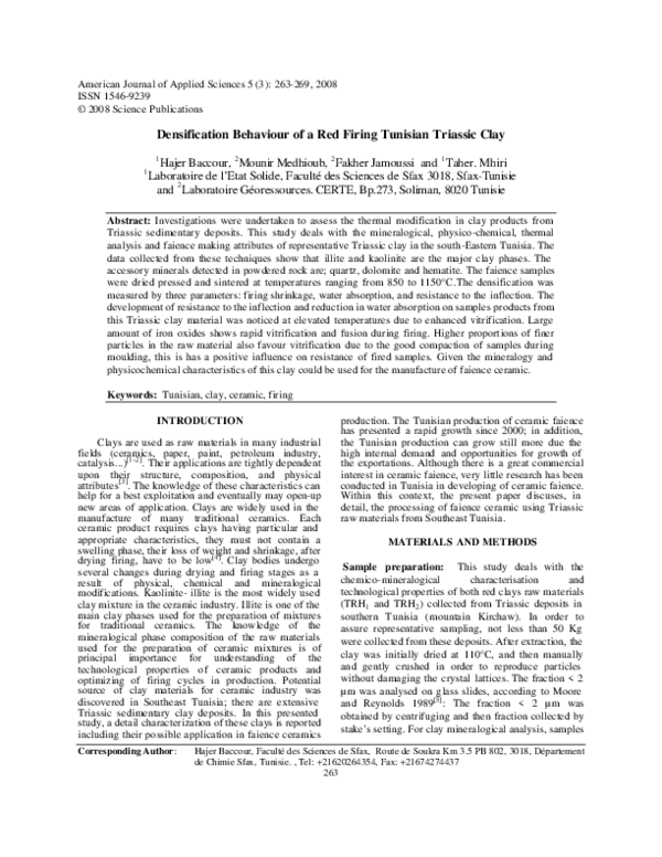 (PDF) Densification Behaviour of a Red Firing Tunisian Triassic Clay