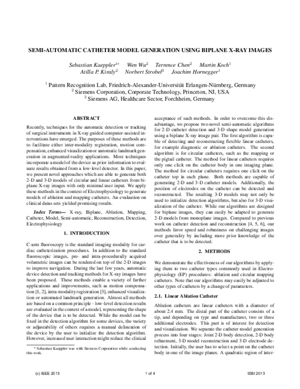 (PDF) Semi-automatic catheter model generation using biplane x-ray images