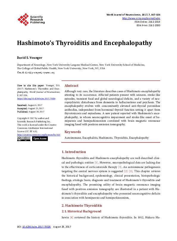 (PDF) Hashimoto’s Thyroiditis and Encephalopathy