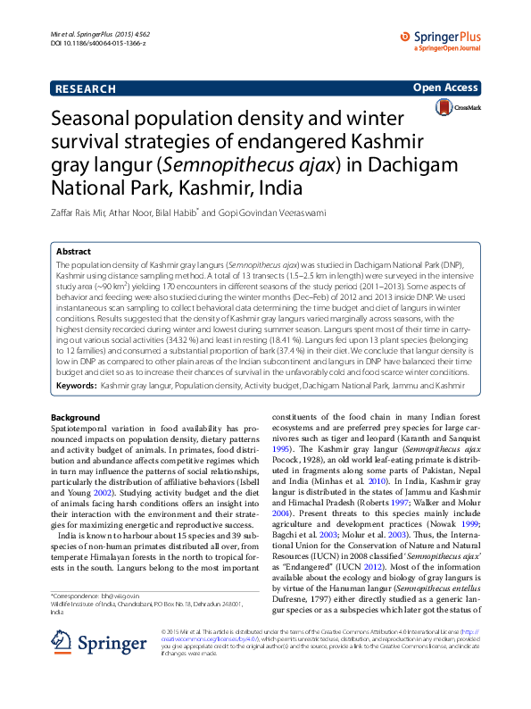 (PDF) Seasonal population density and winter survival strategies of ...