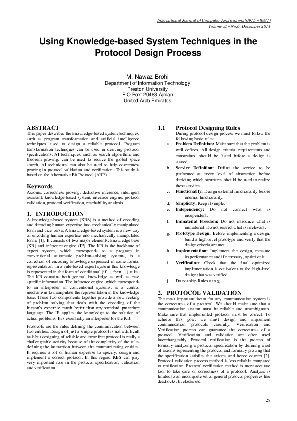 (PDF) Using Knowledge-based System Techniques in the Protocol Design Process