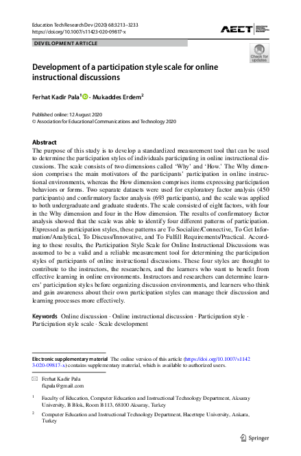 (PDF) Development of a participation style scale for online ...