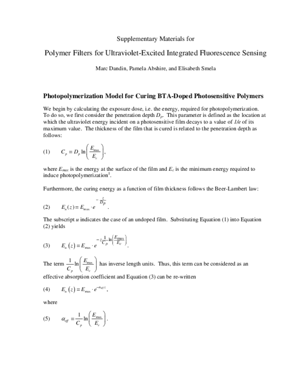 (PDF) Polymer filters for ultraviolet-excited integrated fluorescence ...