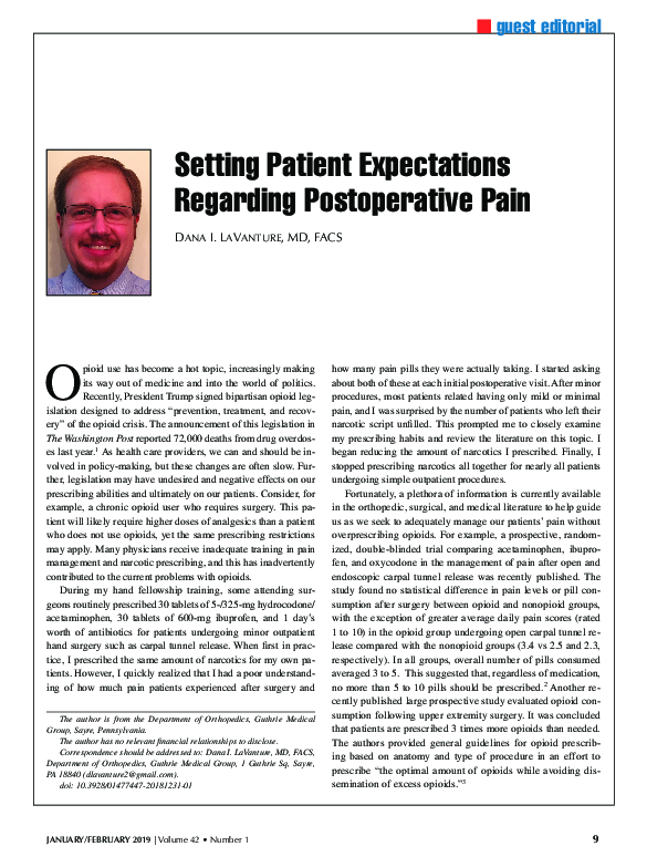 (PDF) Setting Patient Expectations Regarding Postoperative Pain