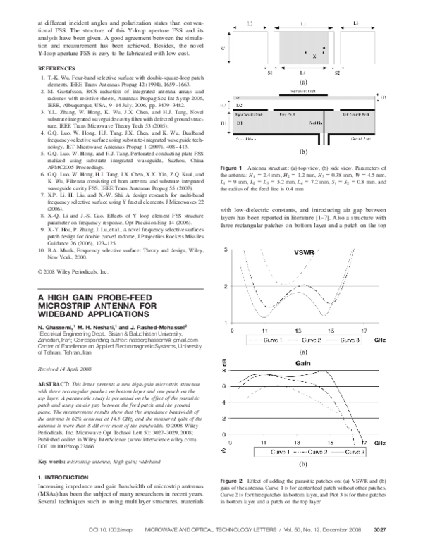 (PDF) A high gain probe-feed microstrip antenna for wideband ...