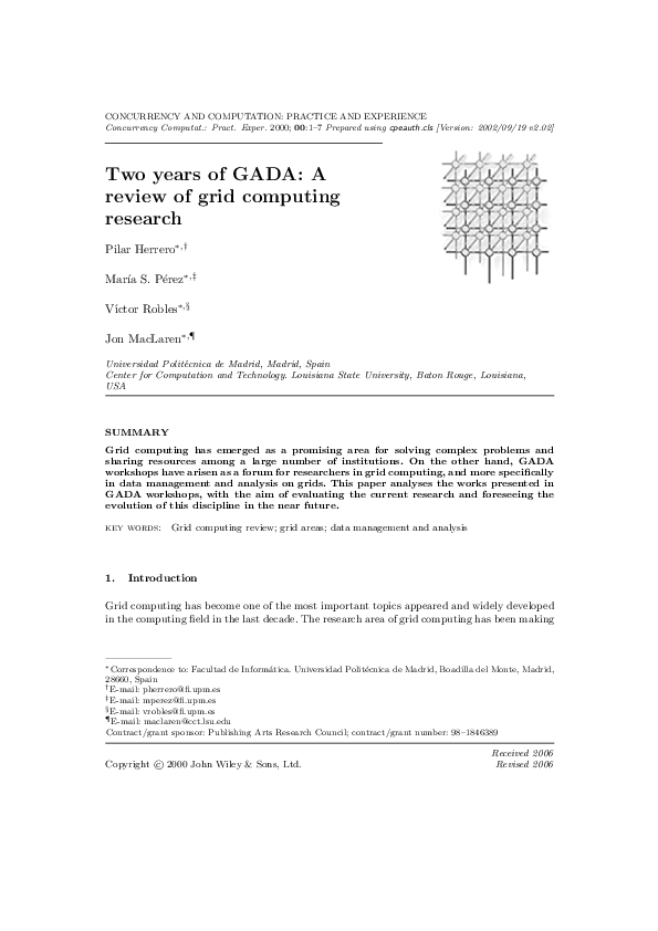 (PDF) Two years of GADA: A review of grid computing research