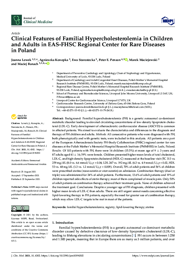 (PDF) Clinical Features of Familial Hypercholesterolemia in Children ...