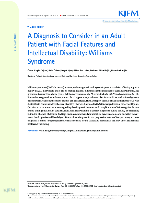 (PDF) A Diagnosis to Consider in an Adult Patient with Facial Features ...