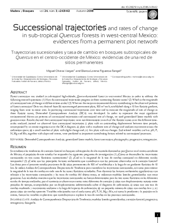 (PDF) Successional trajectories and rates of change in sub-tropical ...