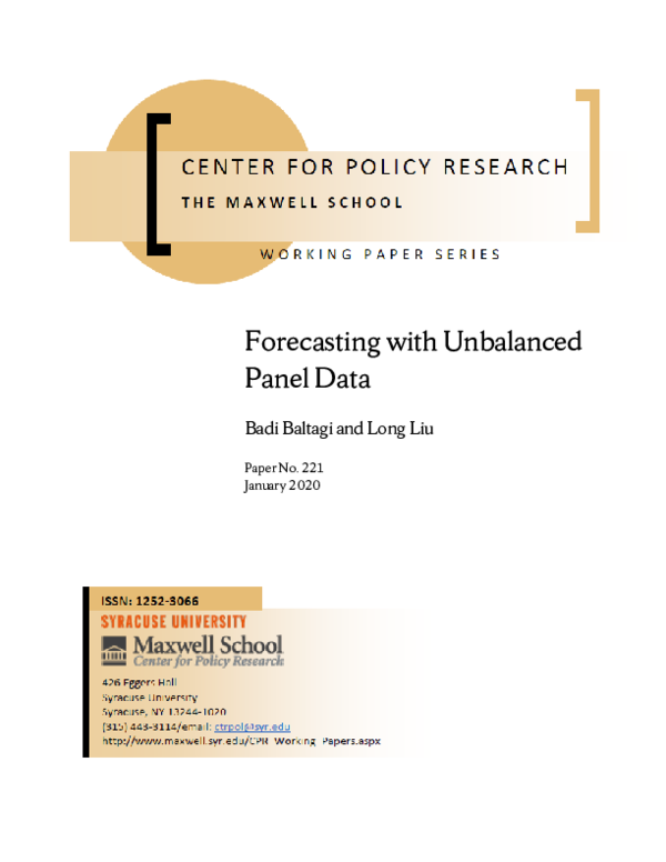 (PDF) Forecasting with Unbalanced Panel Data*