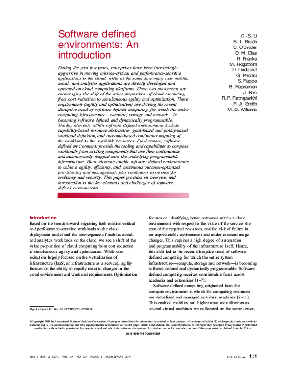 (PDF) Software defined environments: An introduction