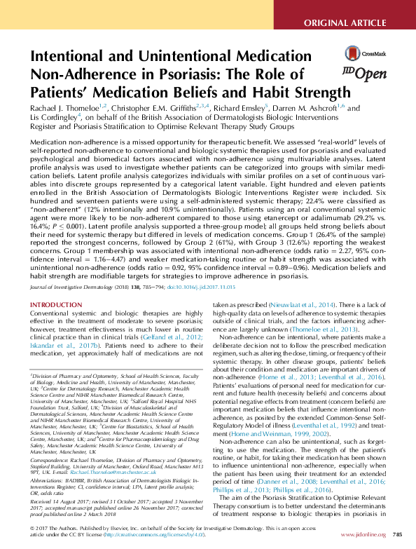 (PDF) Intentional and unintentional medication non-adherence: a ...