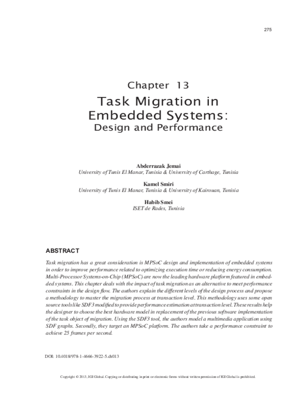 Pdf Task Migration In Embedded Systems