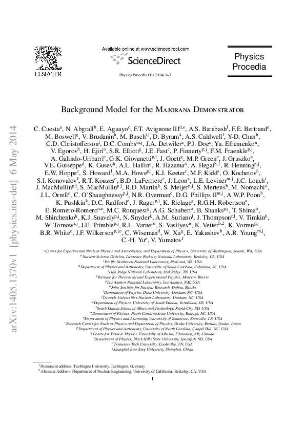 (PDF) Background Model for the Majorana Demonstrator